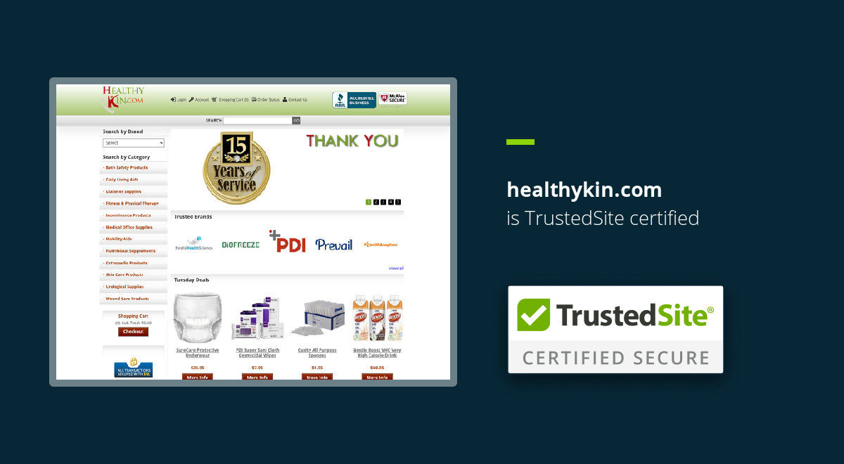 healthykin.com is TrustedSite Certified